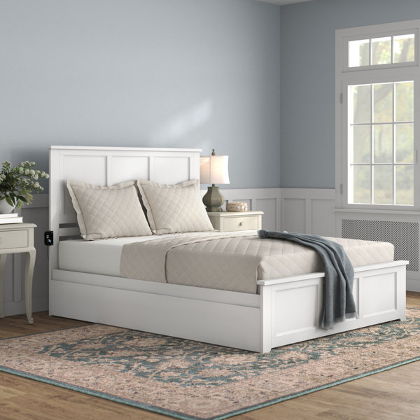 Lark Manor Lit plateforme en bois massif Amison avec pied de lit et gigogne assortis et ...